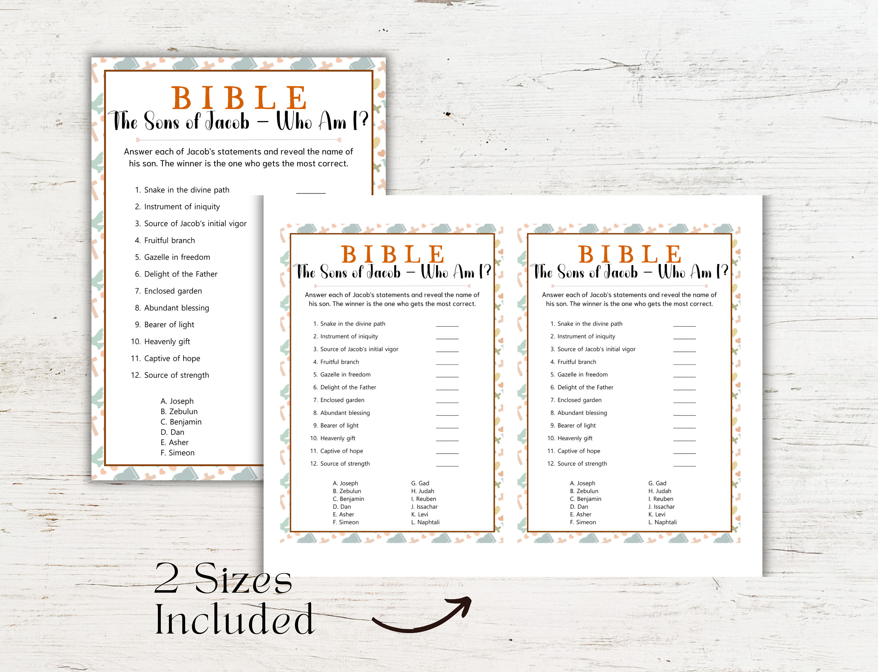 Bible Games, the Sons of Jacob Who Am I Game Bible Games for Kids ...