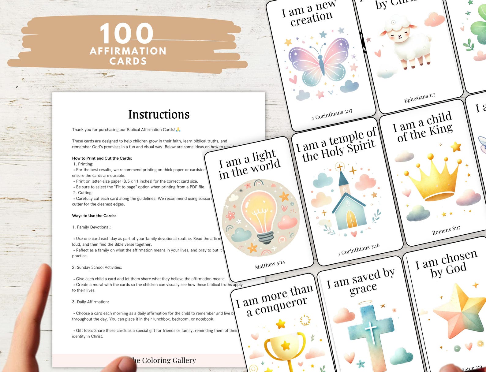 100 Educational Biblical Affirmation Cards for Kids, Christian ...