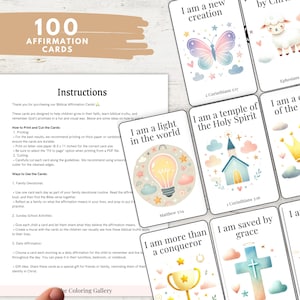 100 Educational Biblical Affirmation Cards for Kids, Christian ...