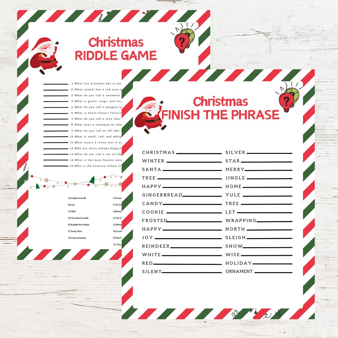 Printable Christmas Game Bundle Christmas Party Games Christmas Games ...