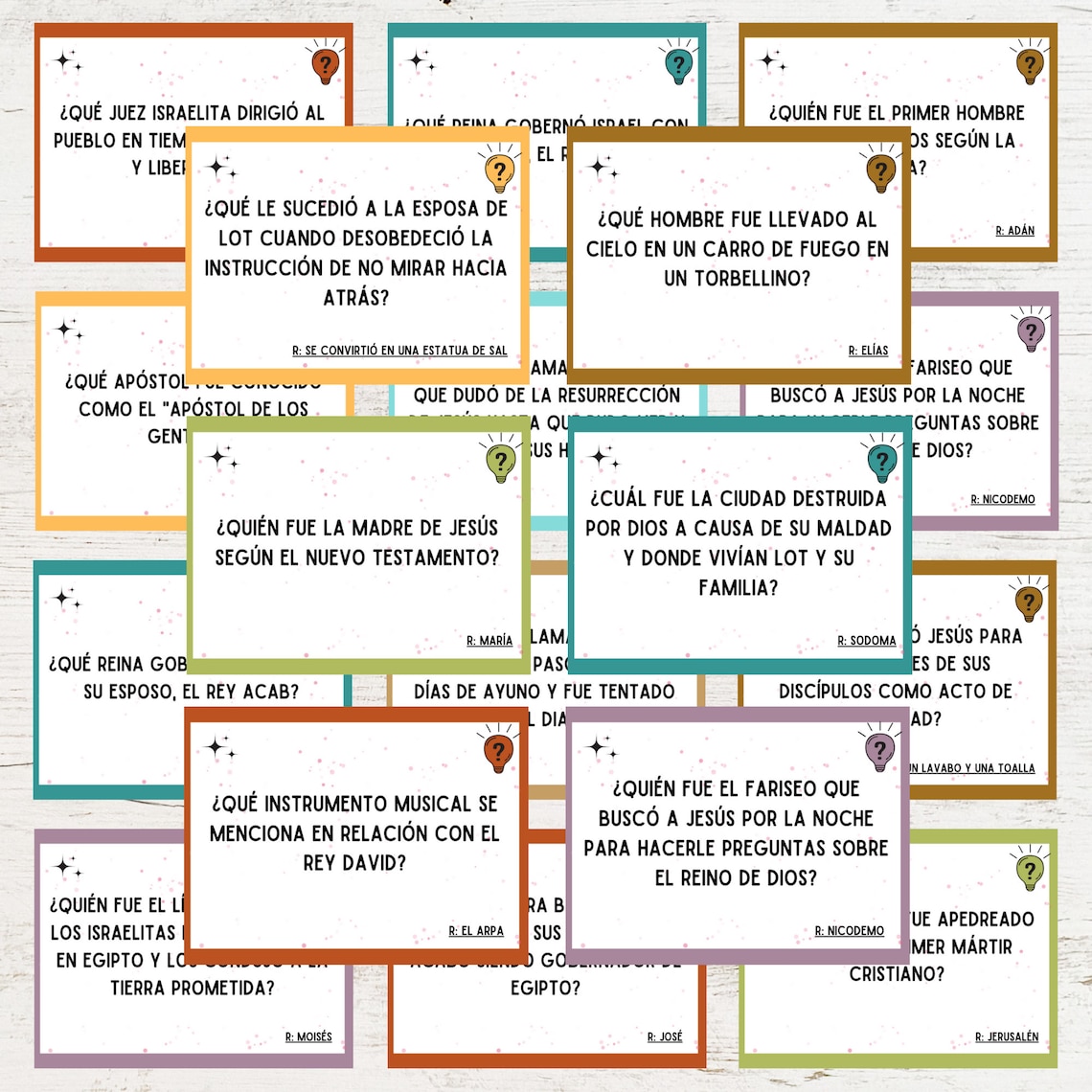 120 Tarjetas De Trivia De La Biblia ESPAÑOL Preguntas De Trivia Bíblica Curiosidades De La ...