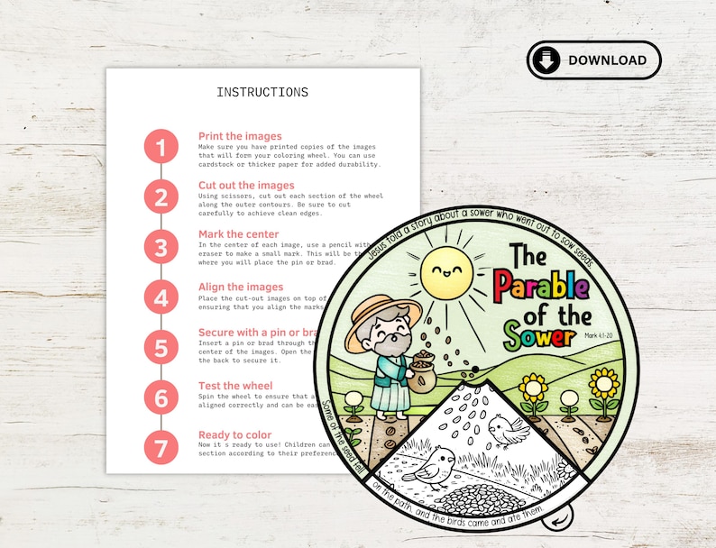 The Parable of the Sower Coloring Wheel, Coloring Wheel, Printable ...