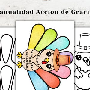Thankful Turkey Craft for Kids in SPANISH, Thanksgiving Activity ...