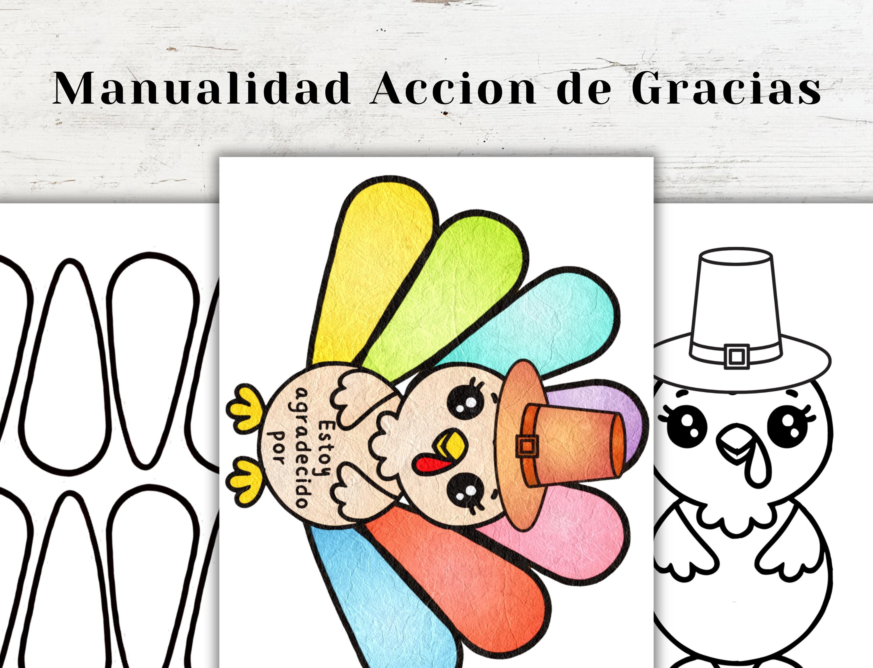 Thankful Turkey Craft for Kids in SPANISH, Thanksgiving Activity ...