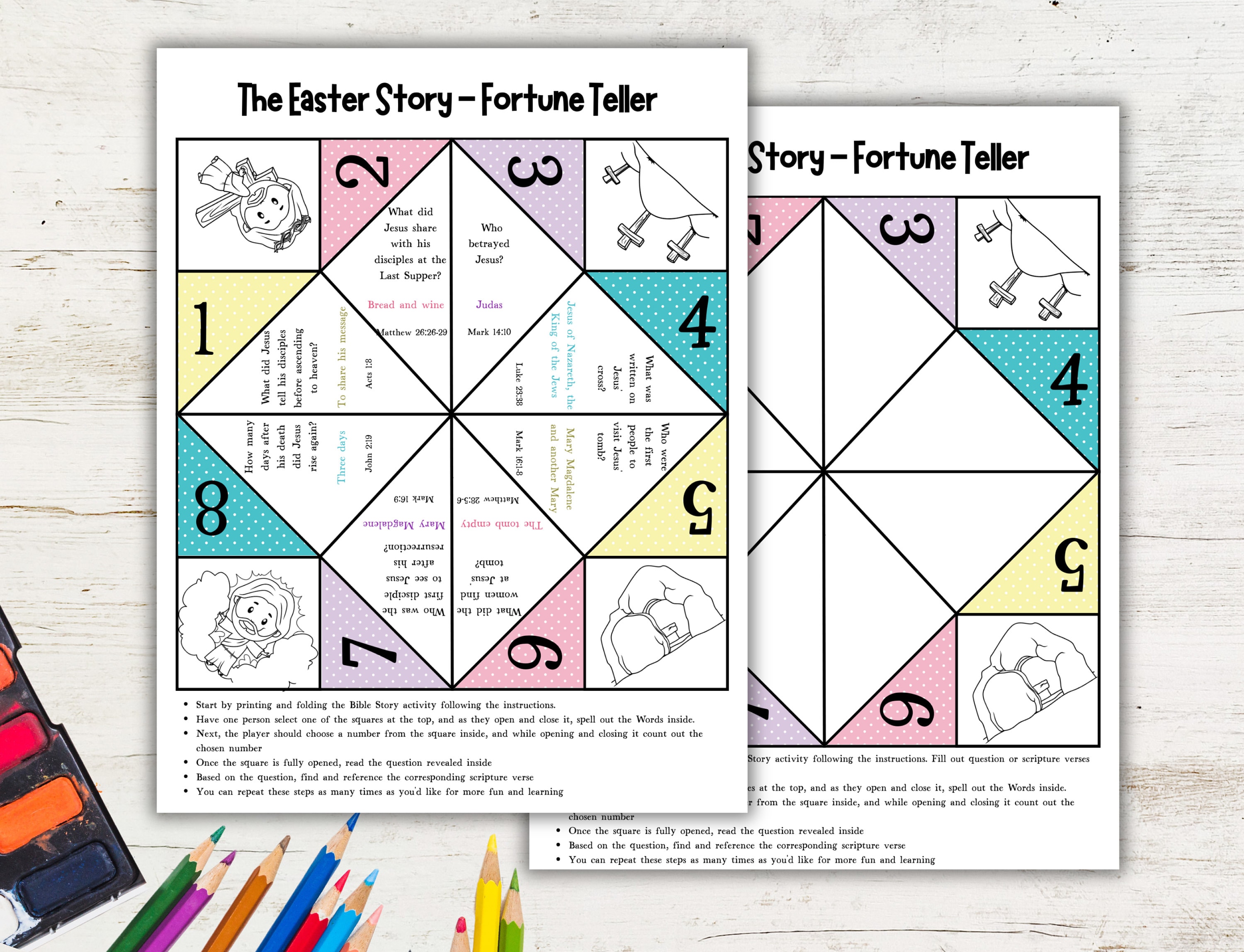 Easter Story Paper Fortune Teller Cootie Catcher Sunday School Craft ...