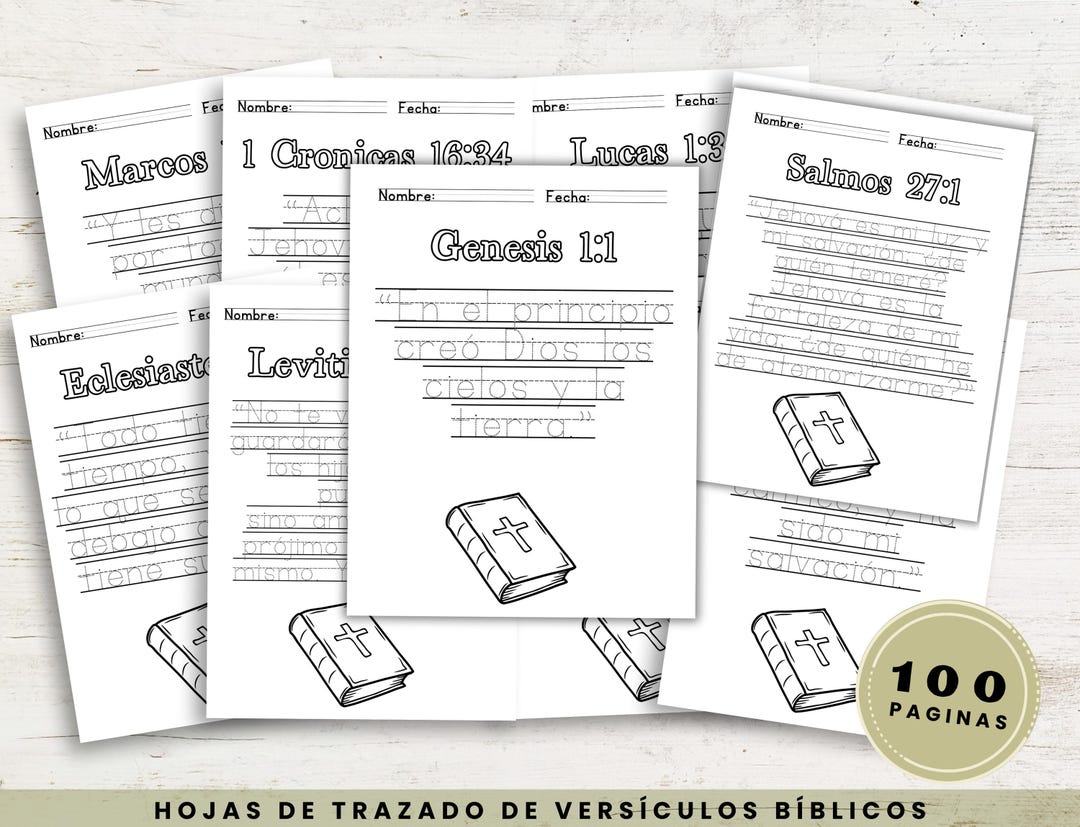 100 Bible Verses Tracing Sheets IN SPANISH | Teach Bible Verses | Kids ...