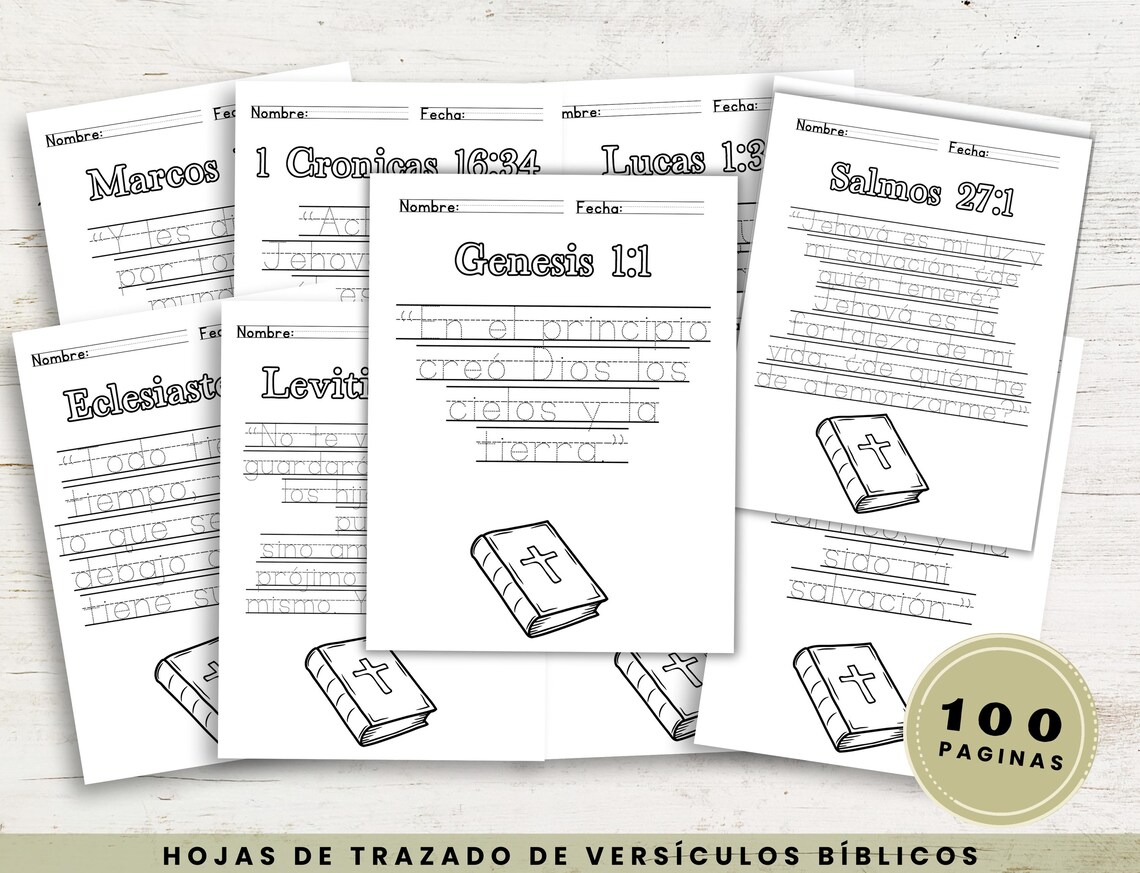 100 Bible Verses Tracing Sheets IN SPANISH | Teach Bible Verses | Kids ...
