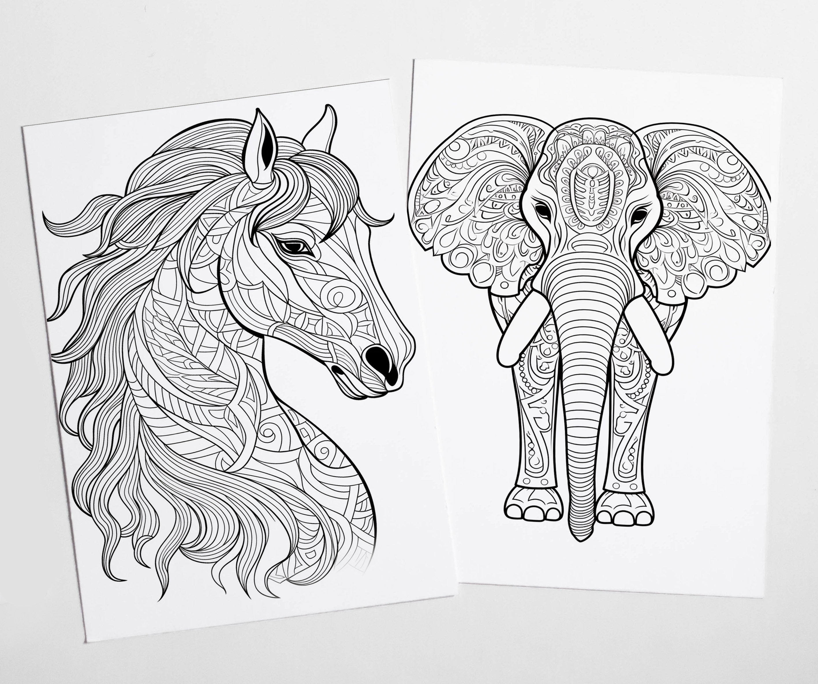 50 Animal Coloring Pages Coloring Book Wild Mandala Magic Digital ...