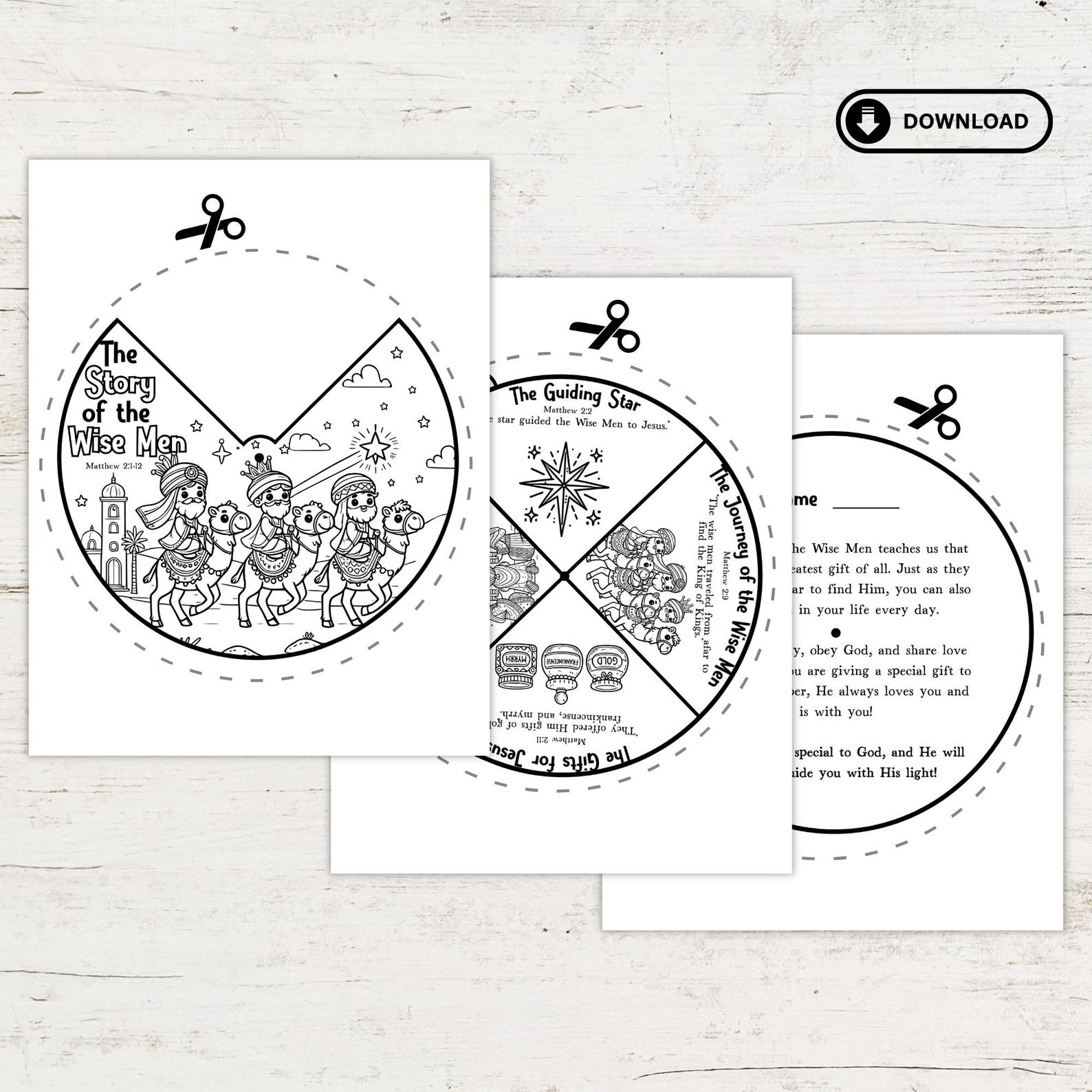 The Story of the Wise Men Coloring Wheel | Christian Craft for Kids ...