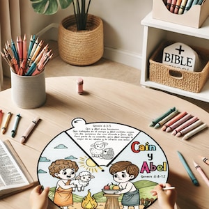 Cain and Abel Coloring Wheel IN SPANISH | Bible Story Activity for Kids ...