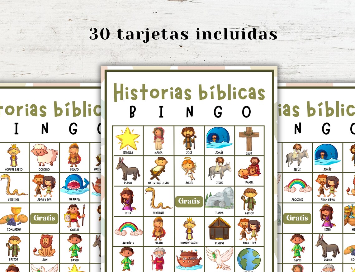 Bible Bingo SPANISH, Bible Stories Bingo, Bible Activity for Kids ...