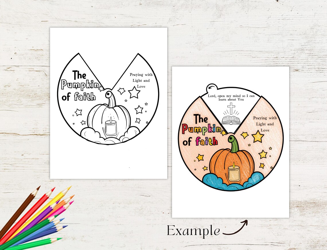 The Pumpkin of Faith Coloring Wheel, Pumpkin Prayer for Halloween ...