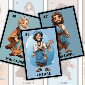 Bible Memory Game, Match 54 Bible Characters IN FRENCH, Printable Bible ...