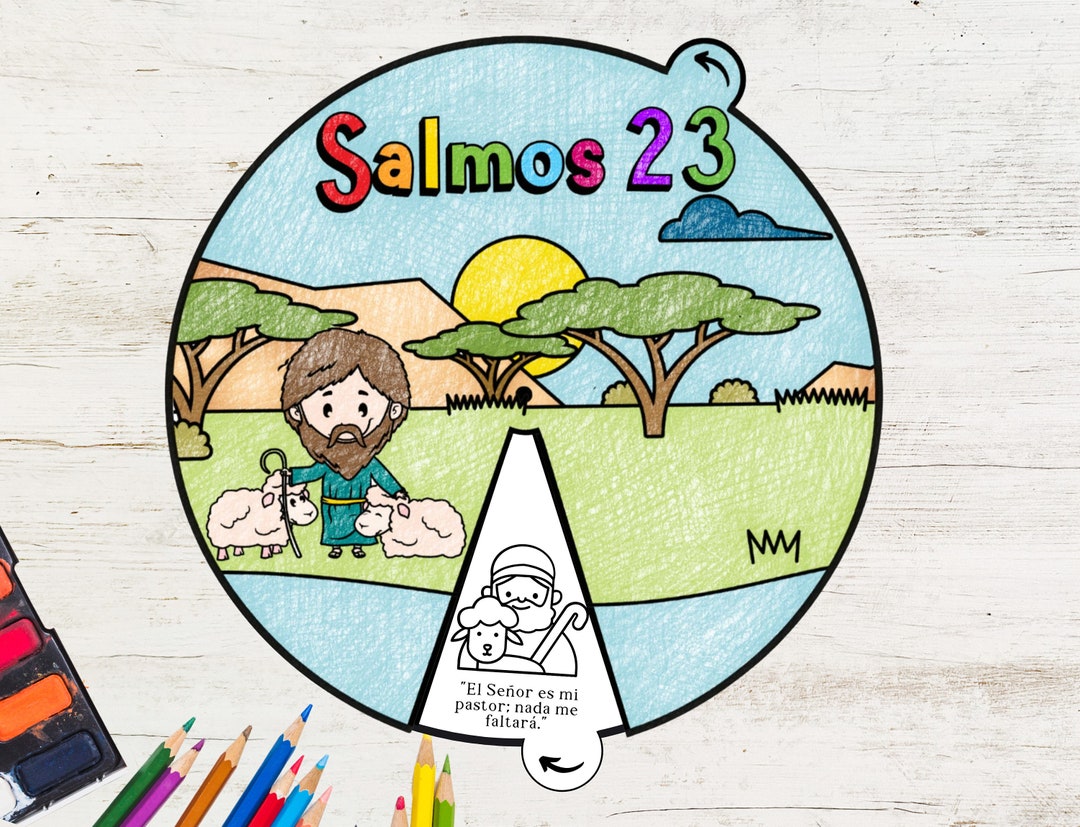 Psalm 23 Coloring Wheel IN SPANISH, Jesus Coloring Wheel, Printable ...