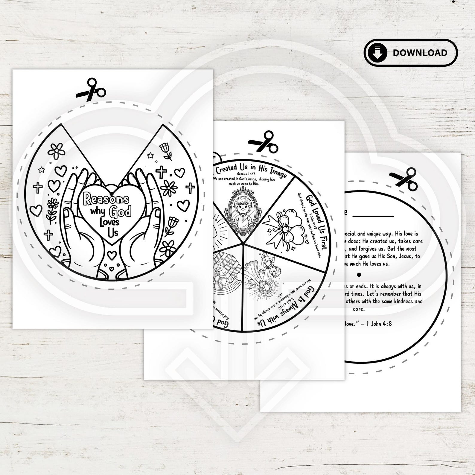 Reasons Why God Loves Us - Coloring Wheel for Kids | Christian Activity ...