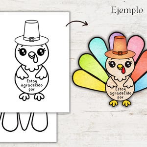 Thankful Turkey Craft for Kids in SPANISH, Thanksgiving Activity ...
