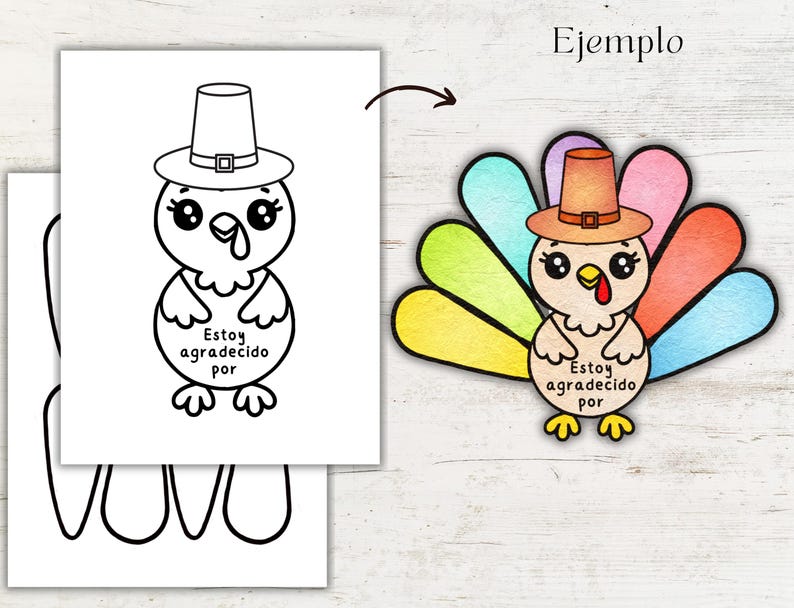 Thankful Turkey Craft for Kids in SPANISH, Thanksgiving Activity ...