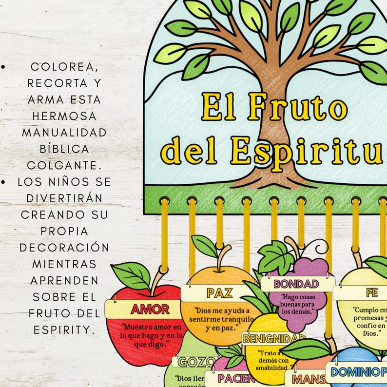 Fruit of the Spirit Hanging Craft IN SPANISH | Bible Activity for Kids ...