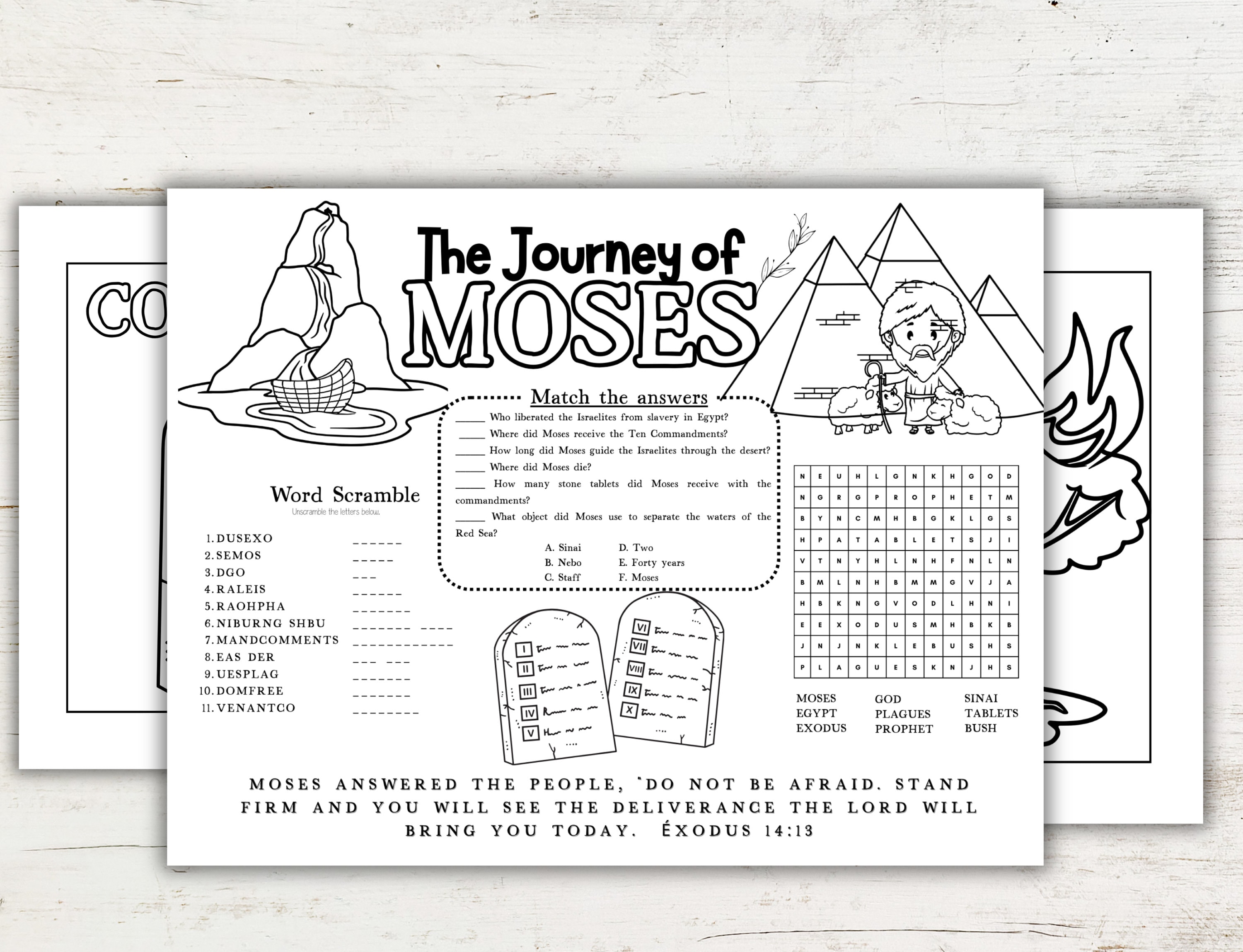 The Journey of Moses Placemat, Fun Bible Crafts and Activities for Kids ...