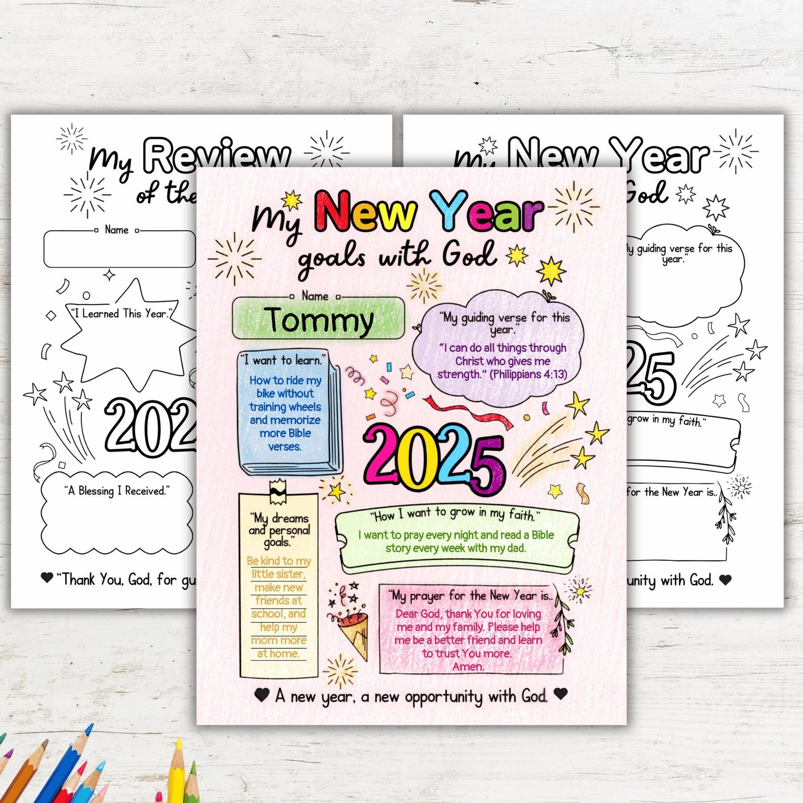 New Year’s Resolutions and Goals for Kids, Year in Review Printable ...