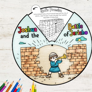 Joshua and the Battle of Jericho - Coloring Wheel | Bible Story Wheel ...