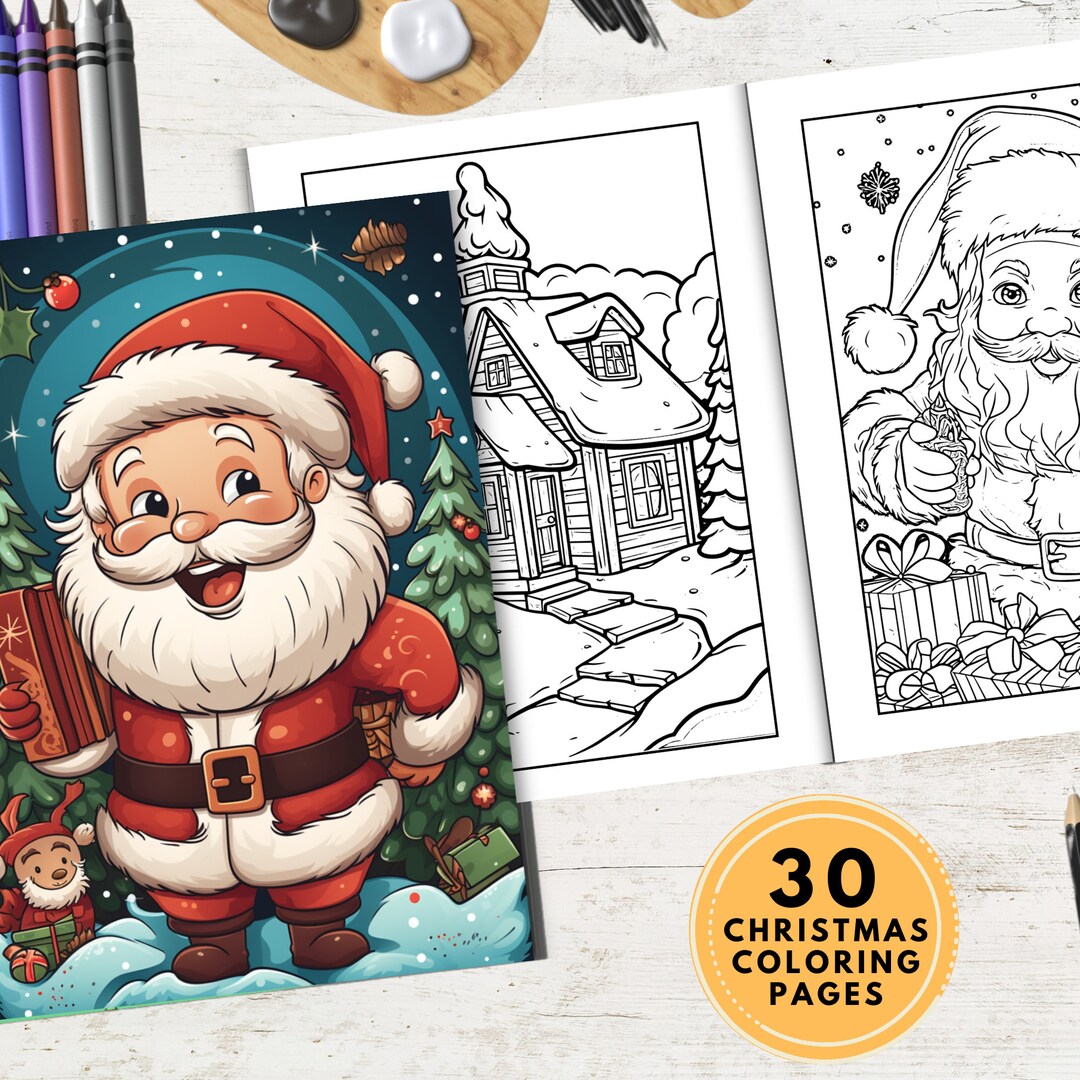 Christmas Big Bundle Coloring Book, Printable Xmas Santa Claus Coloring ...