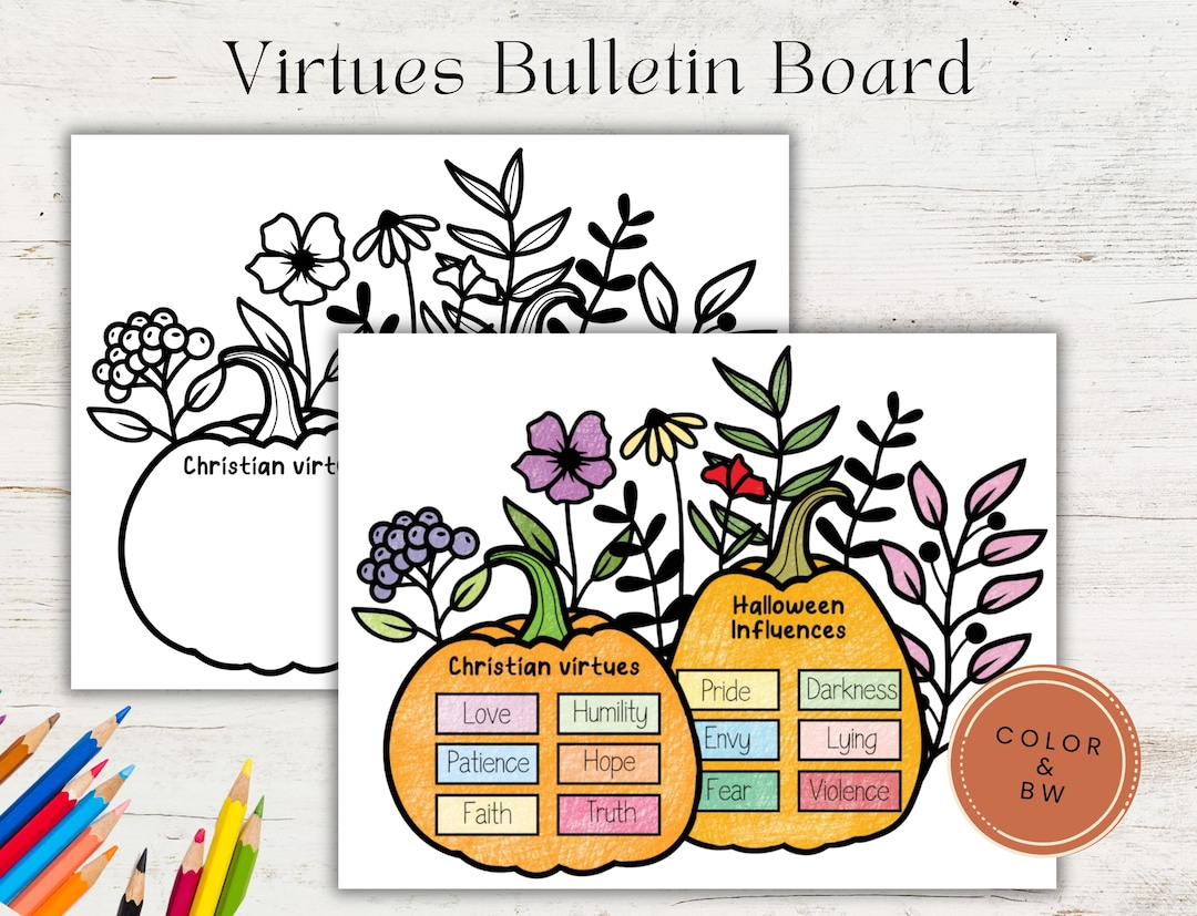 Virtues Bulletin Board | Pumpkin Craft | Sunday School Lesson | Kids ...