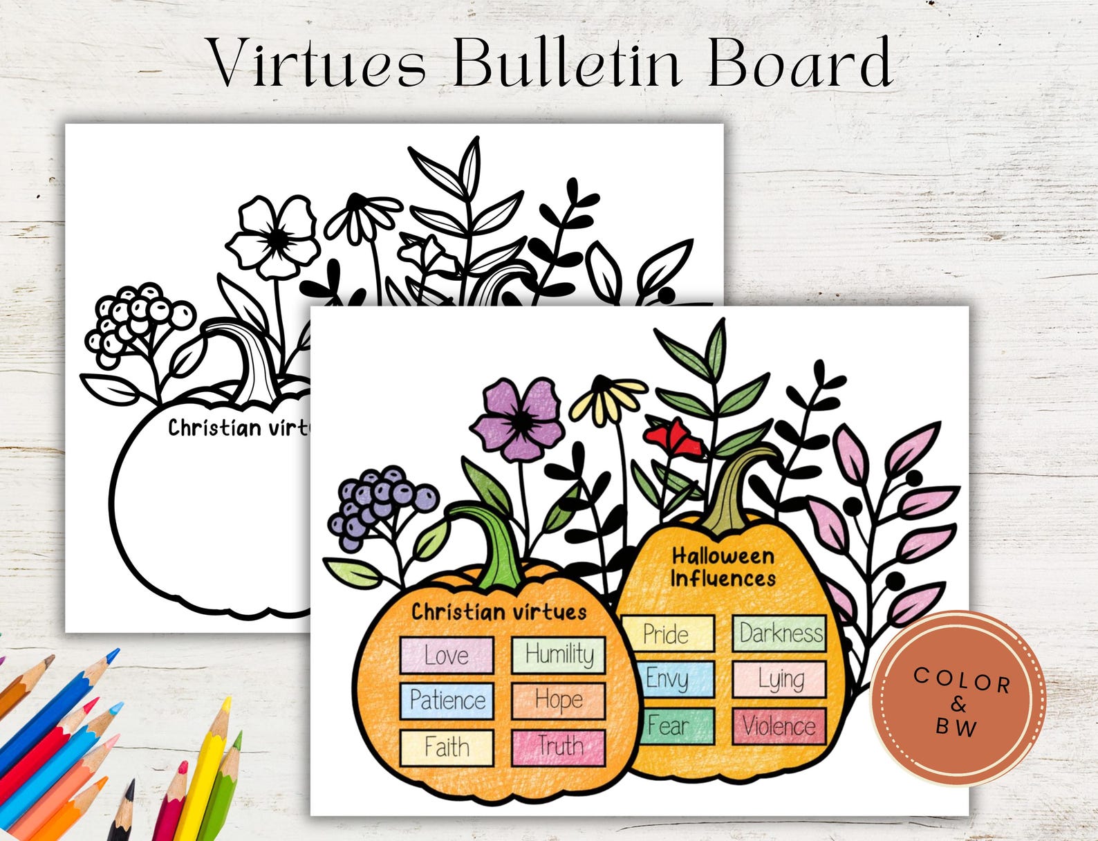 Virtues Bulletin Board | Pumpkin Craft | Sunday School Lesson | Kids ...