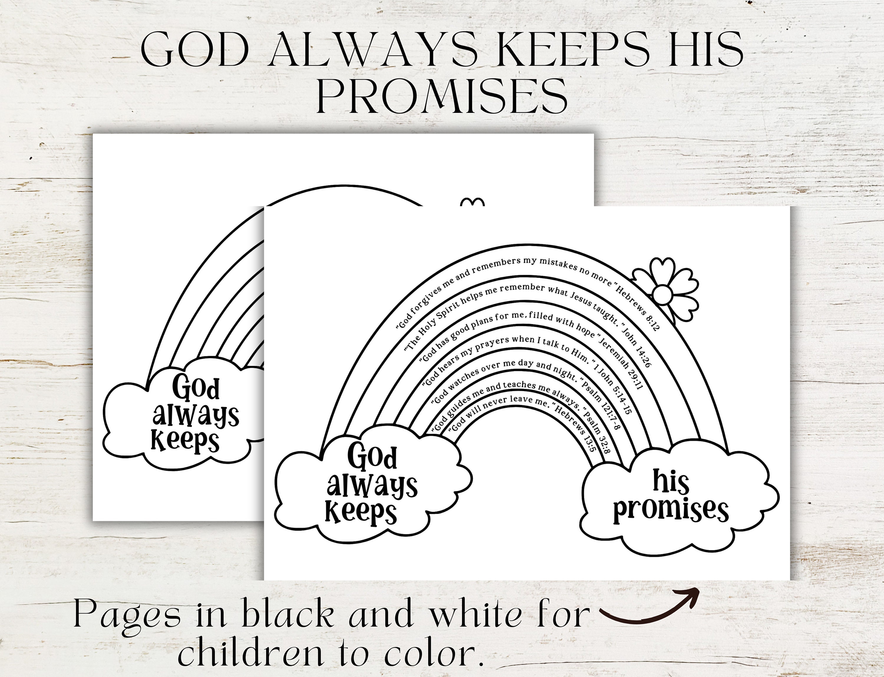 God's Promises Rainbow Craft Sunday School Lesson Kids Printable Bible ...