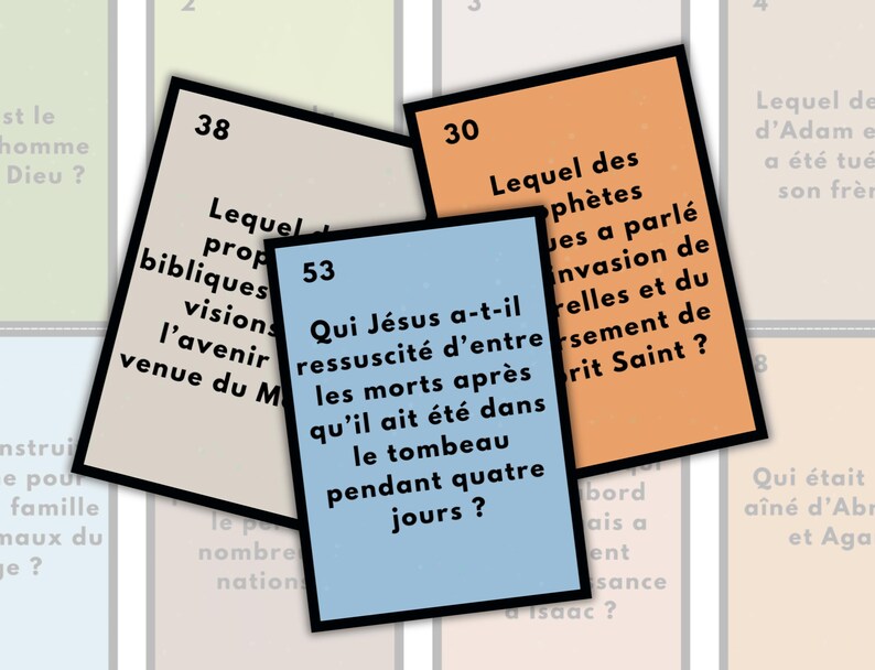Bible Memory Game, Match 54 Bible Characters IN FRENCH, Printable Bible ...