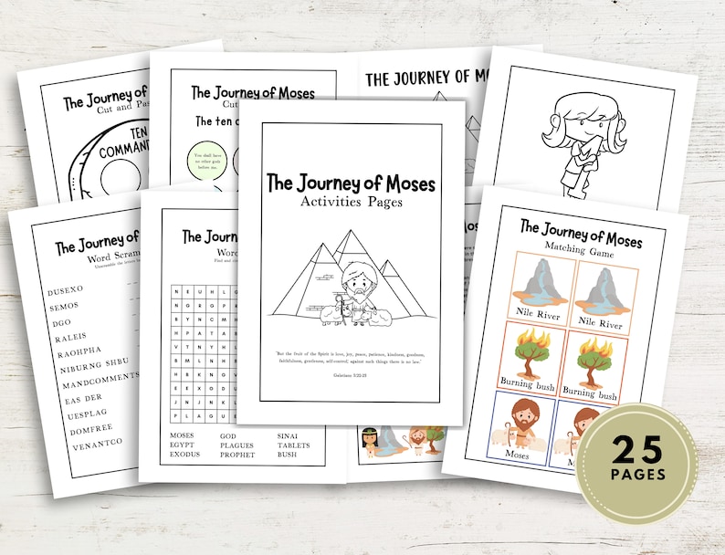 The Journey of Moses Activity Pages for Kids, Printable Kids Bible ...