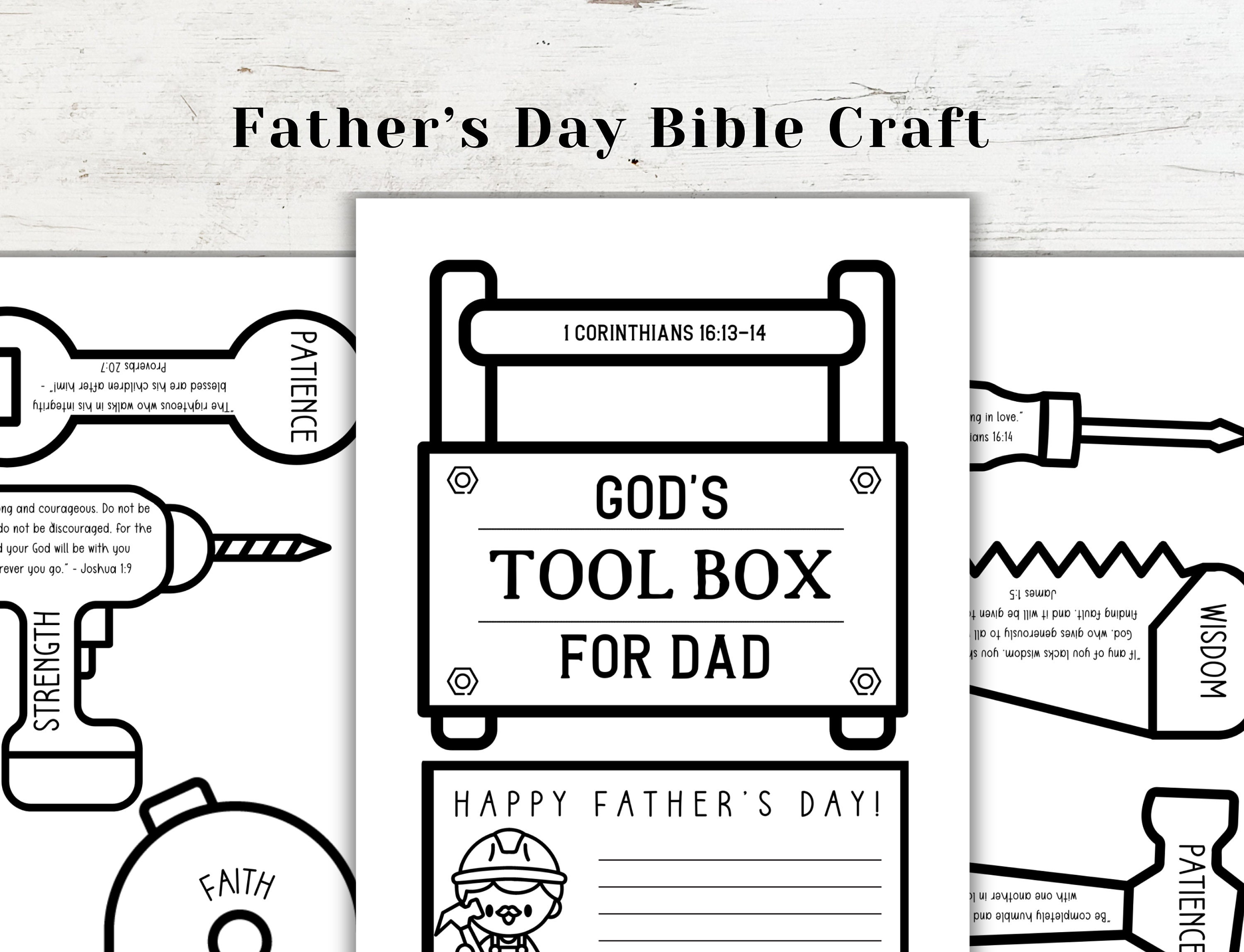 God's Toolbox for Dad, Fathers Day Bible Craft, Bible Printable ...