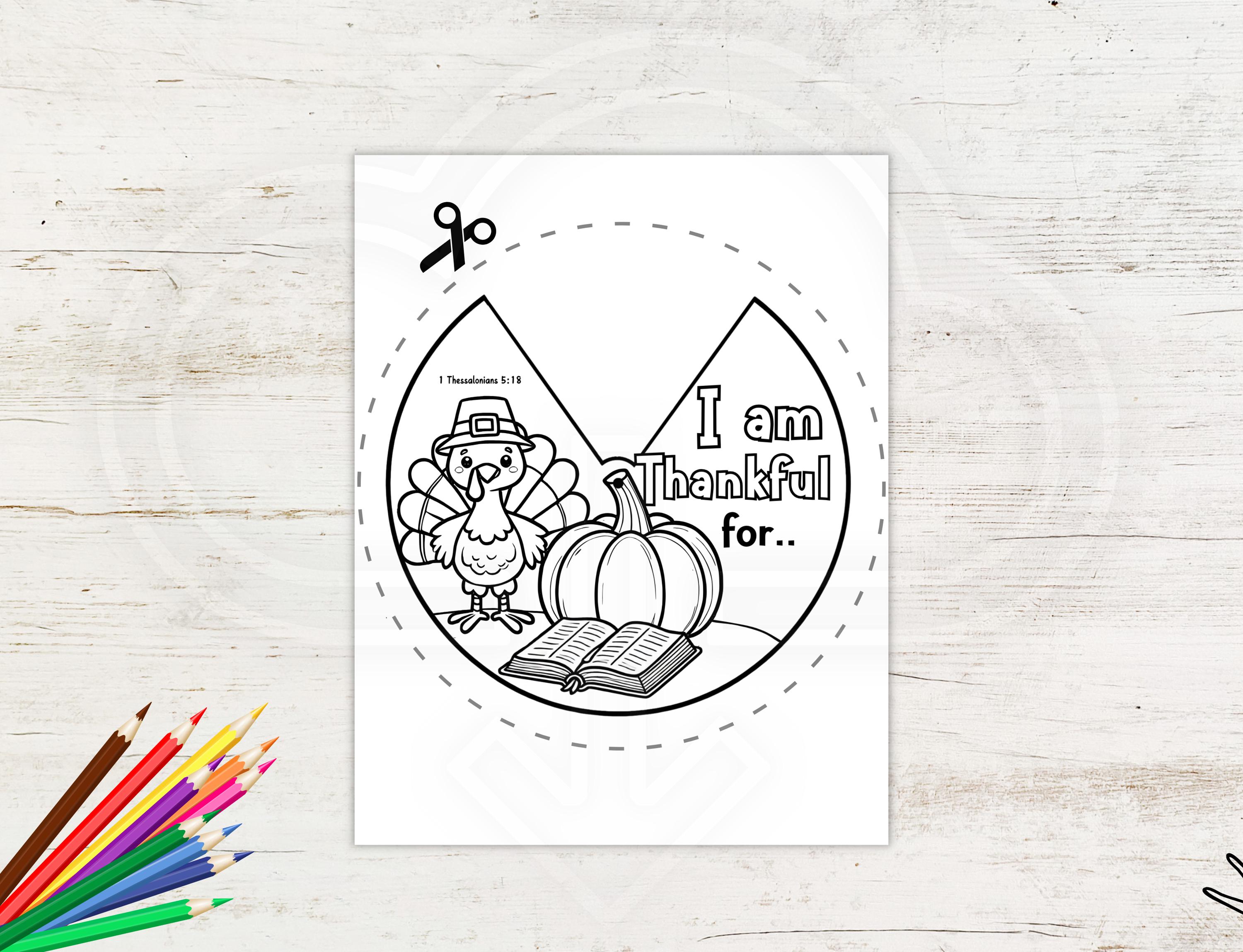 I Am Thankful for Coloring Wheel, Thanksgiving Coloring Wheel ...