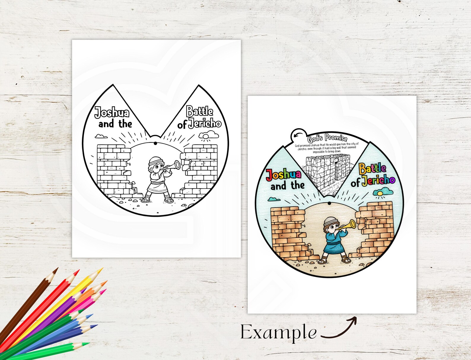 Joshua and the Battle of Jericho Coloring Wheel Bible Story Wheel ...