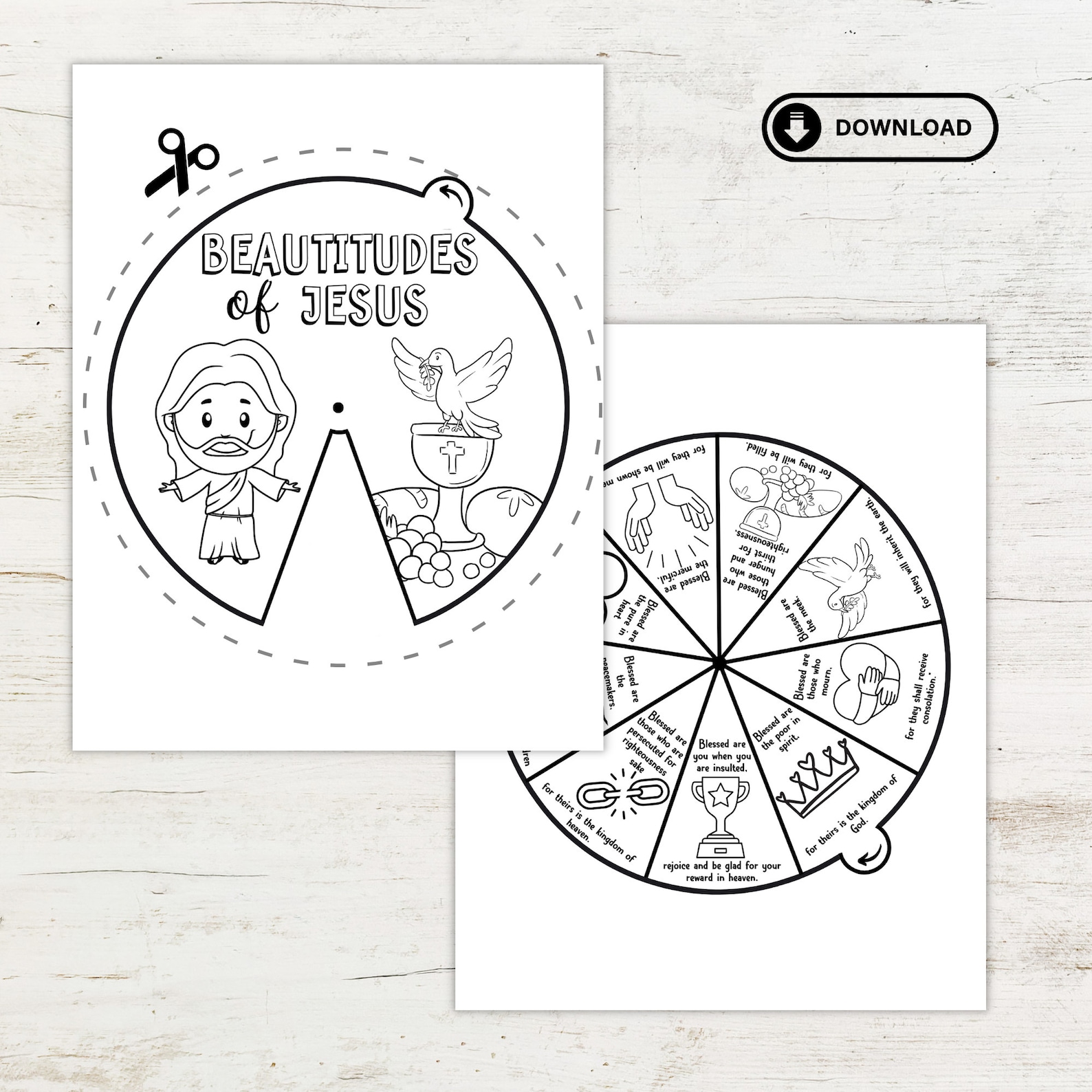 Beatitudes Coloring Wheel | Bible Story Activities | Printable Activity ...