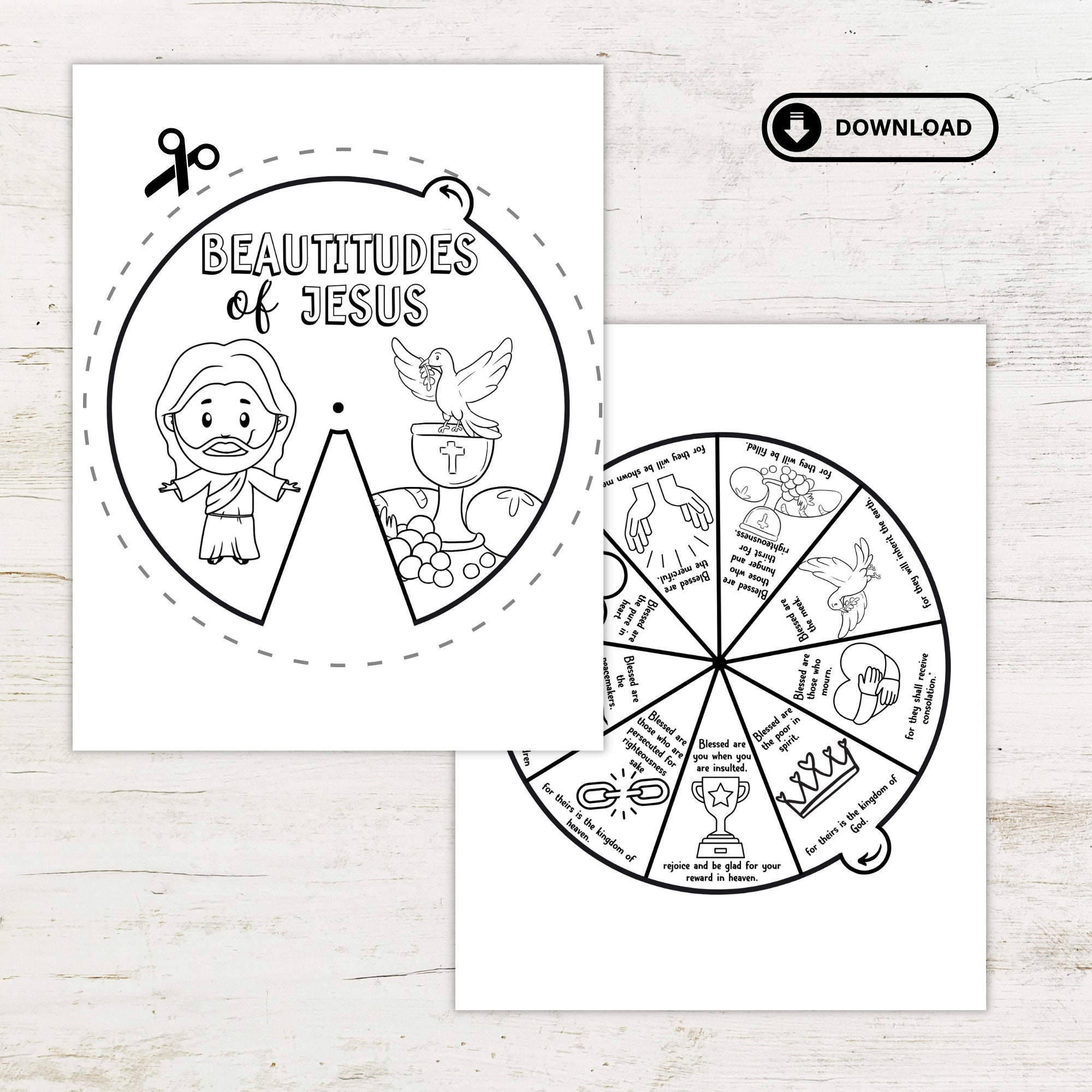 Beatitudes Coloring Wheel | Bible Story Activities | Printable Activity ...