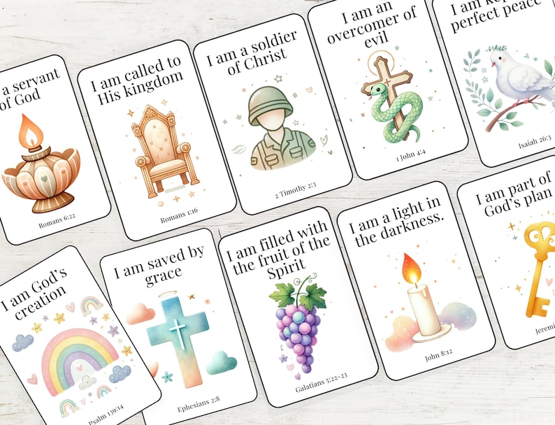 100 Educational Biblical Affirmation Cards for Kids, Christian ...