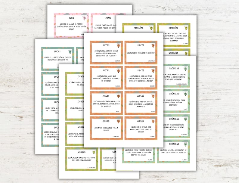 552 Bible Trivia Cards in SPANISH Bible Trivia Questions Bible Trivia ...
