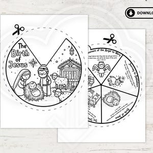 The Birth of Jesus Coloring Wheel, Nativity Story Coloring Wheel ...