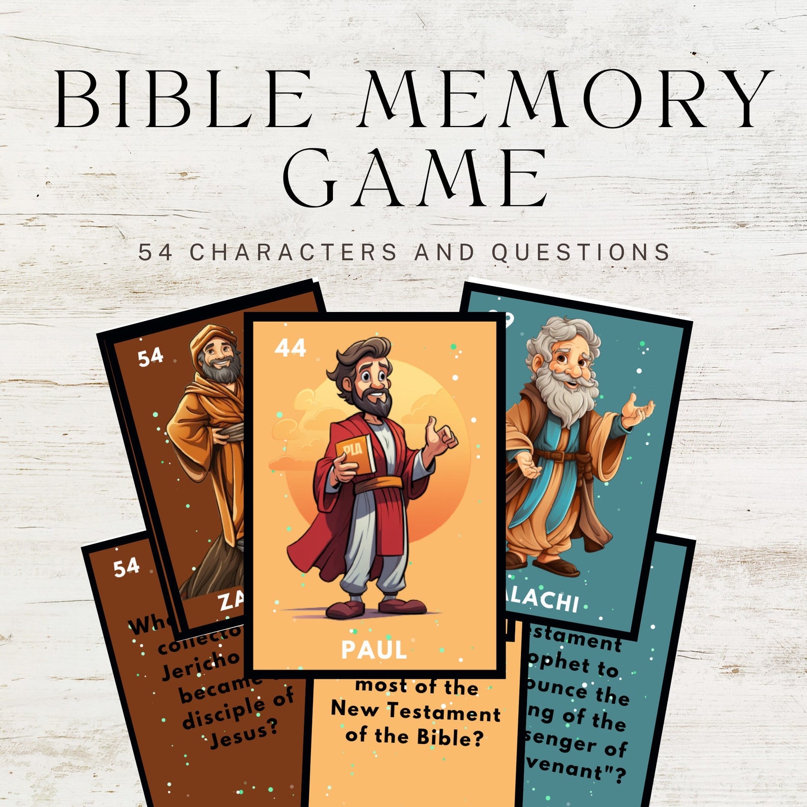 Bible Memory Game Match 54 Bible Characters Printable Bible Pairs ...