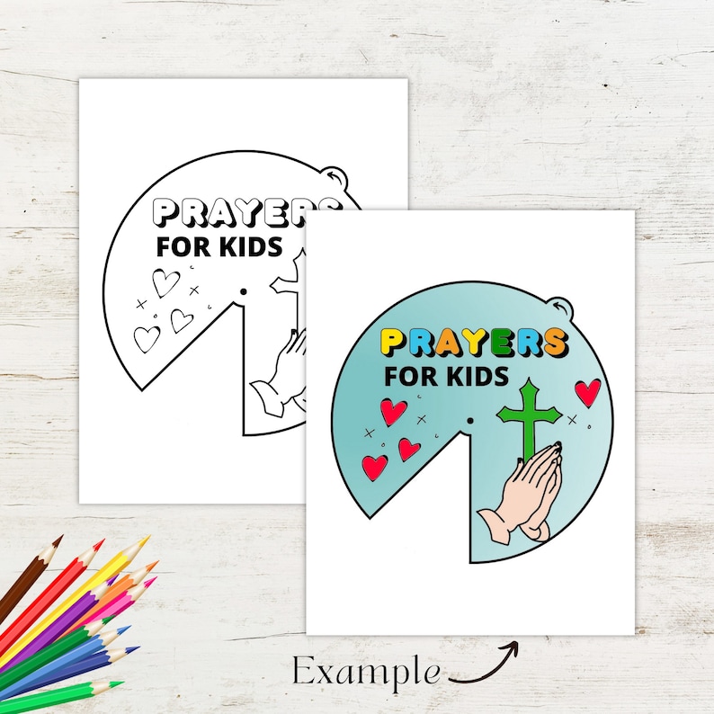 Prayers for Kids Coloring Wheel Bible Activity Sunday School, Coloring ...