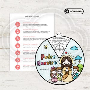 The Lord's Prayer Coloring Wheel IN SPANISH | Printable Bible Activity ...