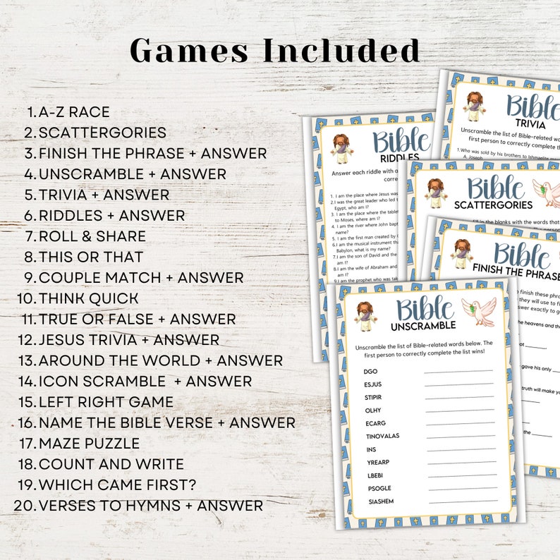 Bible Games Bundle Bible Study Games Bible Games for Adults Kids Bible ...
