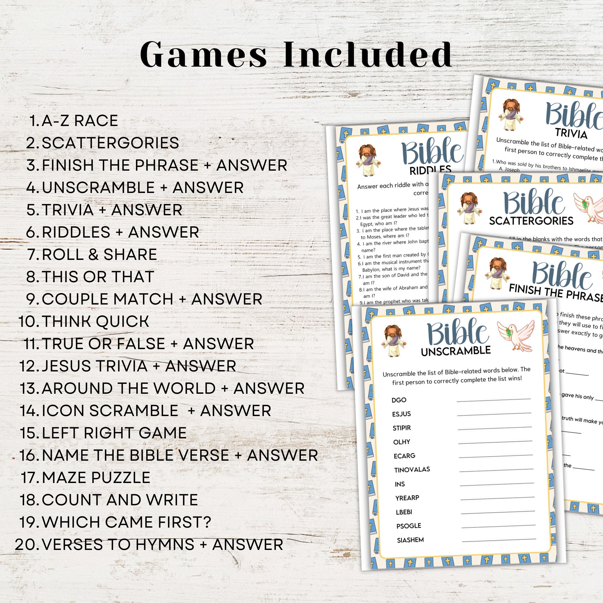 Bible Games Bundle | Bible Study Games | Bible Games for Adults Kids ...