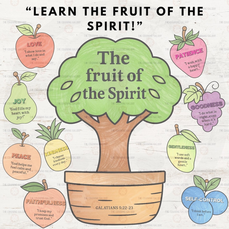 Fruit of the Spirit Pocket Craft for Kids | Bible Coloring Activity ...