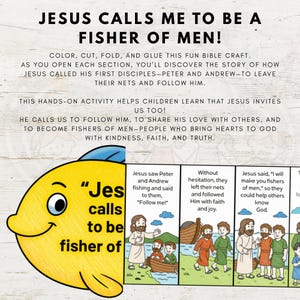 Fisher of Men Craft, Bible Story Activity for Kids, Jesus Calls Peter ...