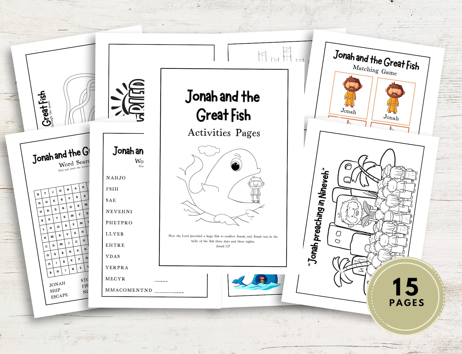 Jonah and the Great Fish Activities Pages, Jonah Story for Kid, Sunday ...