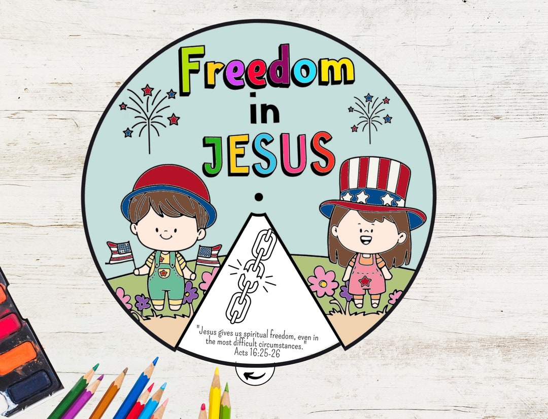 Freedom in Jesus Coloring Wheel, July 4th Coloring Wheel, Printable ...