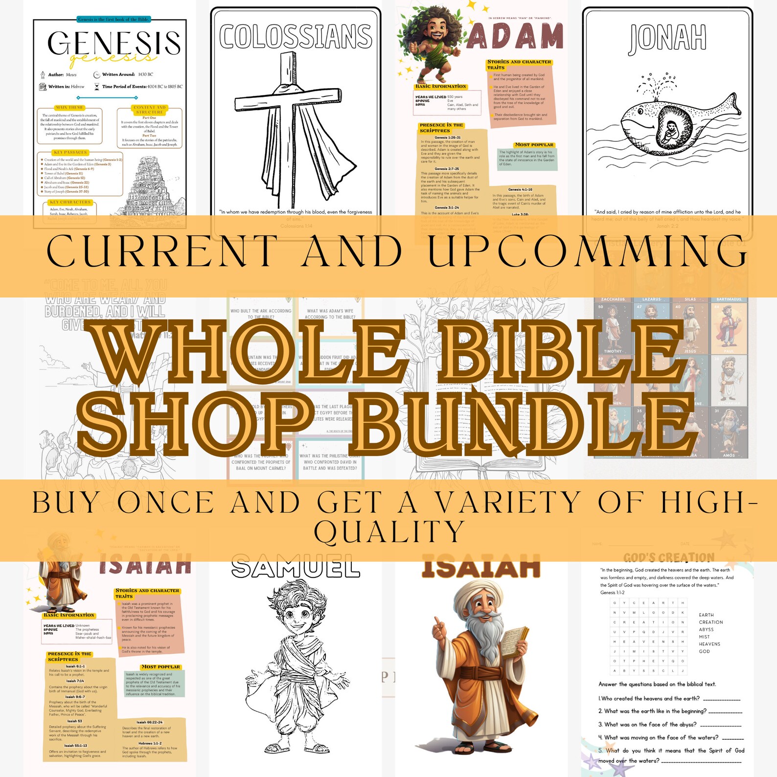 Whole Bible Shop Bundle, Coloring Pages, Studies of Bible, Coloring ...