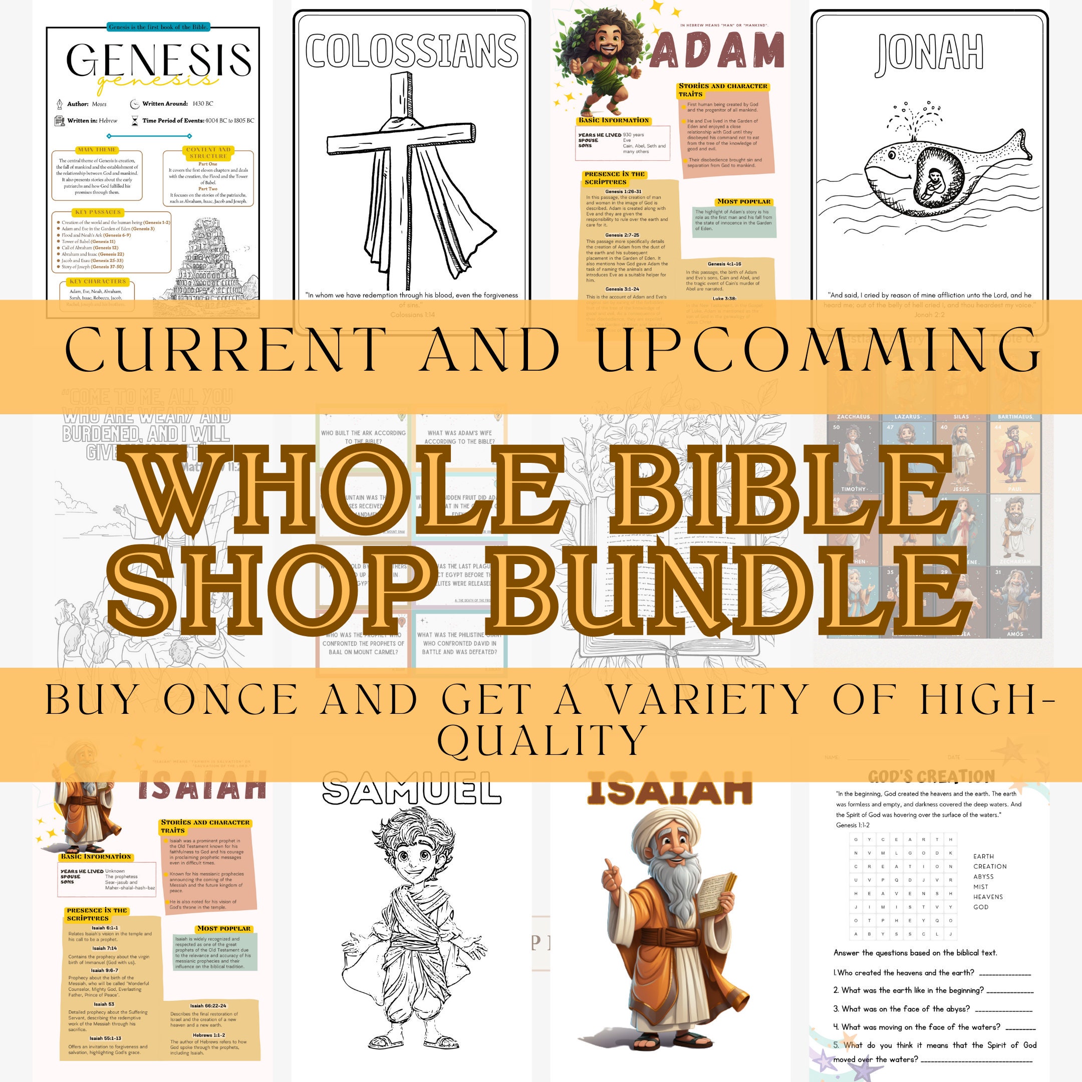 Whole Bible Shop Bundle, Coloring Pages, Studies of Bible, Coloring ...